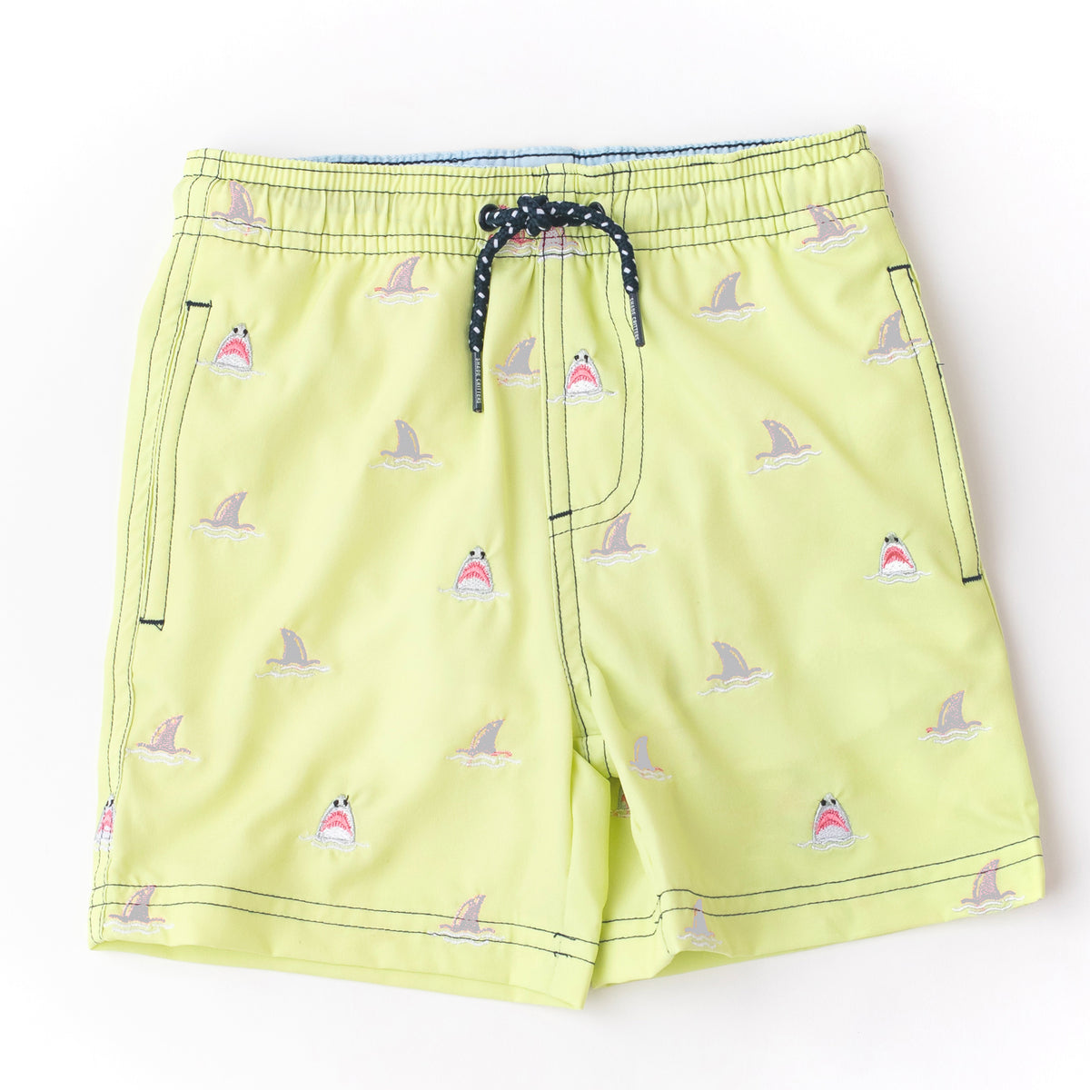 Shark Fins Yellow Swim Trunks– Different Strokes for Little Folks